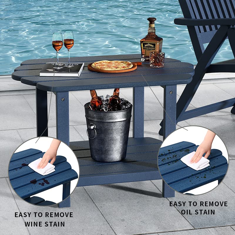 FERFALDER Adirondack Outdoor Side Table-2 Tier Irregular Patio Table Oversize Outside Table for Backyard Balcony Blue