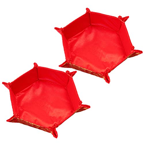Luxshiny Chinese Candy Container 2pcs Chinese Wedding Candy Plate Snack Serving Tray Appetizer Tray Serving Plates New Year Spring Festival Decor Dried Food Plate