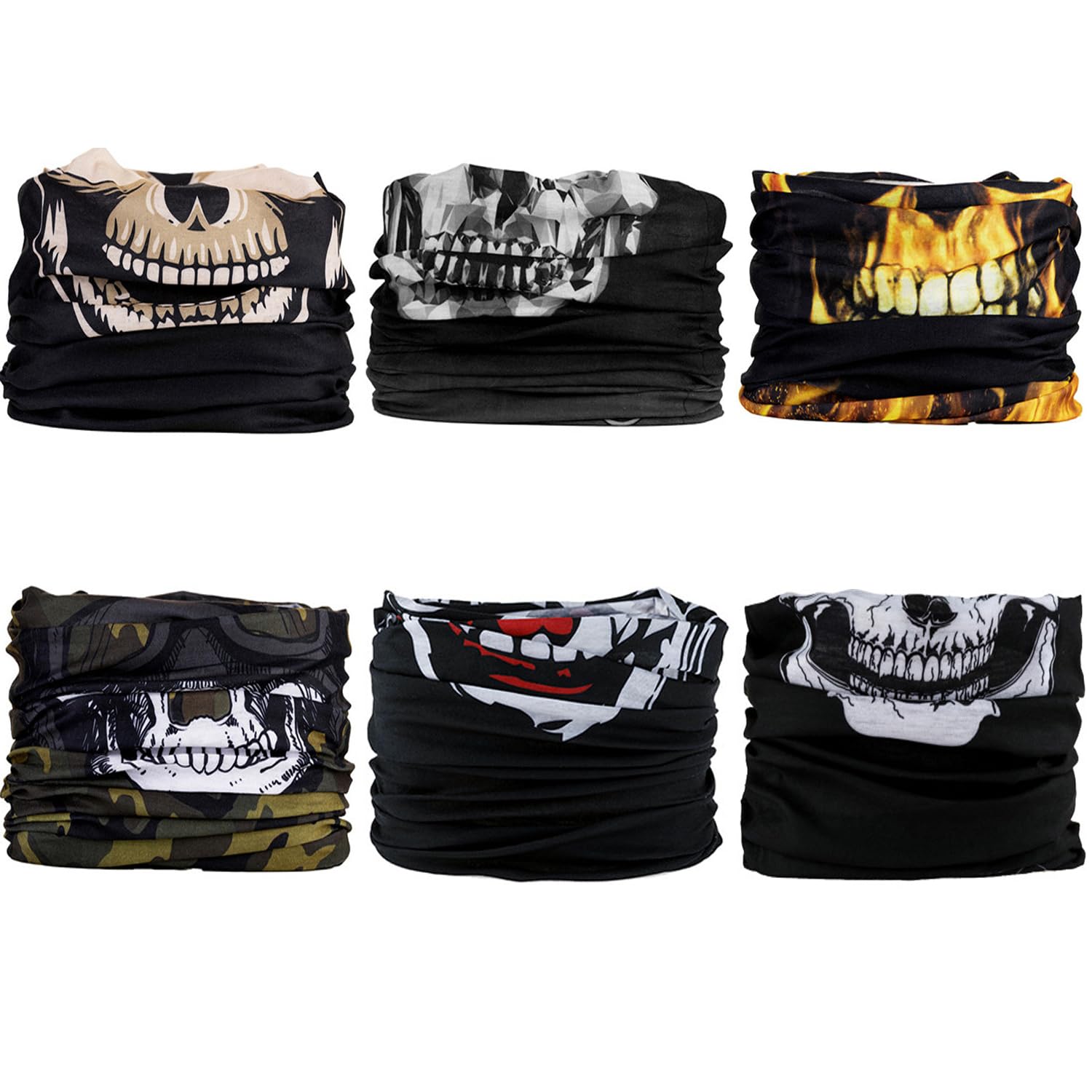 DEMIL 6PCS Seamless Headbands for men & women Balaclava Headwear Head Wrap Scarf (6PCS-U Camouflage1B)
