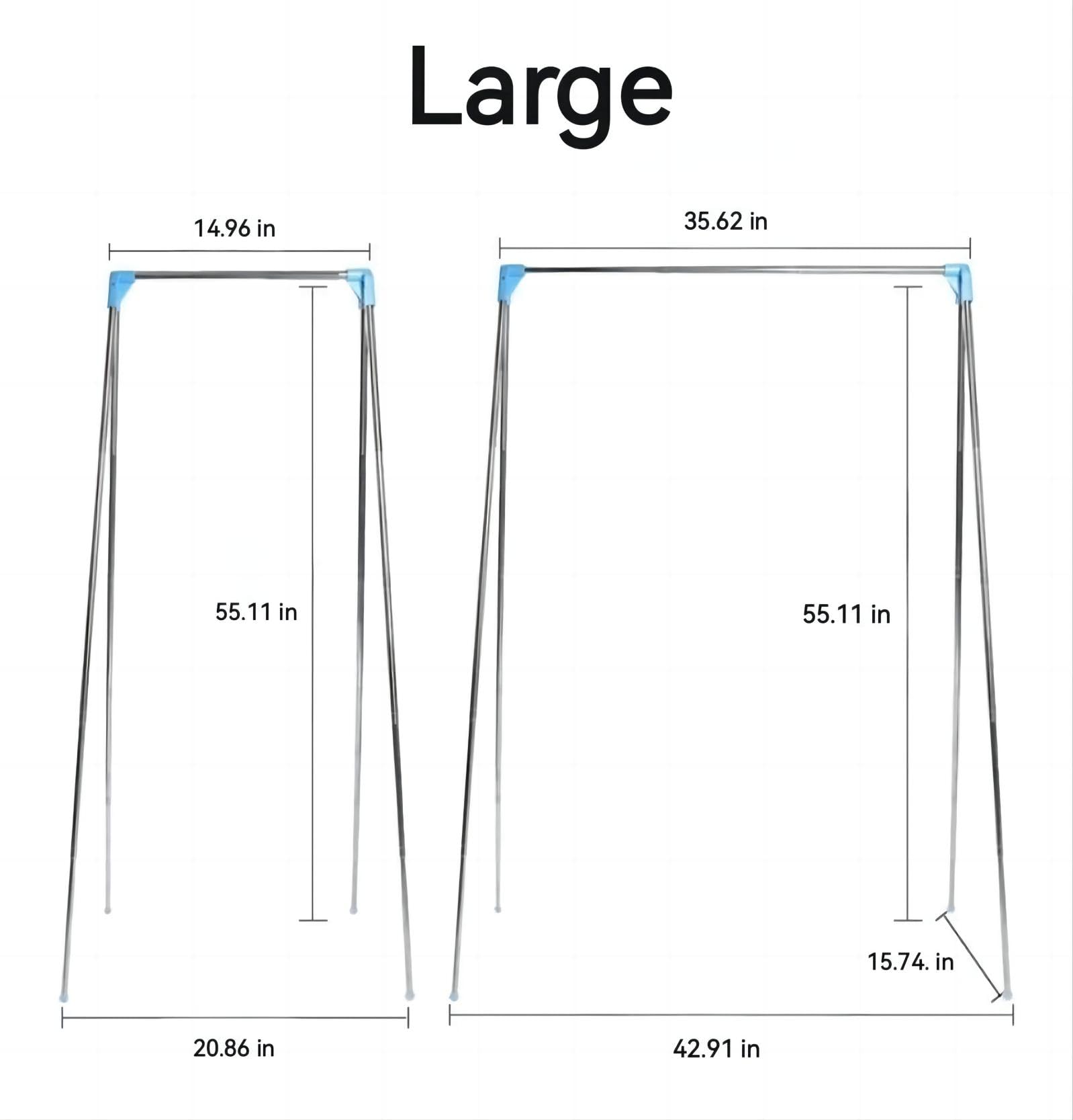 Foldable Clothes Rack,Stainless Steel Portable Travel Garment Rack,Collapsible Travel Garment Rack for Camping, Hotel Room, Laundry, Dance, Indoor, Outdoor (Large)
