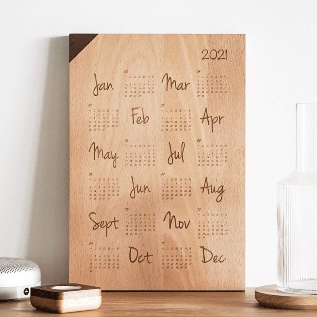 Desk Calendars 2021 Wooden Desk Calendar All Solid Wood Carving Calendar Desktop Calendar Perpetual Calendar Support Customization 13.7x9.4 Calendars (Color : Custom Edition A)
