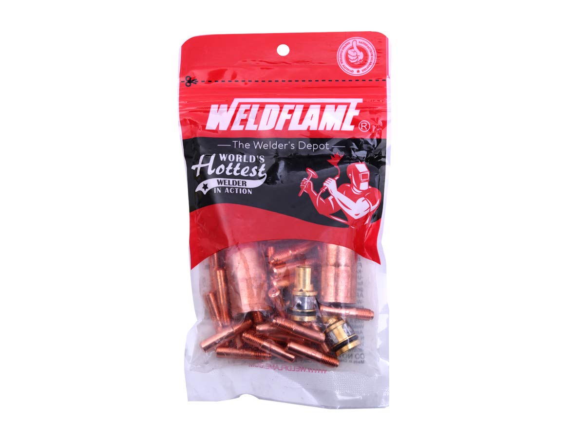 Weldflame Mig Welding Gun Accessory Kit for Miller Millermatic M-10,M-15 and Hobart H-9 H-10:30pcs Contact Tips 000-067 0.030"+2pcs gas nozzles 169-715 1/2"+2pcs gas diffusers 169-716