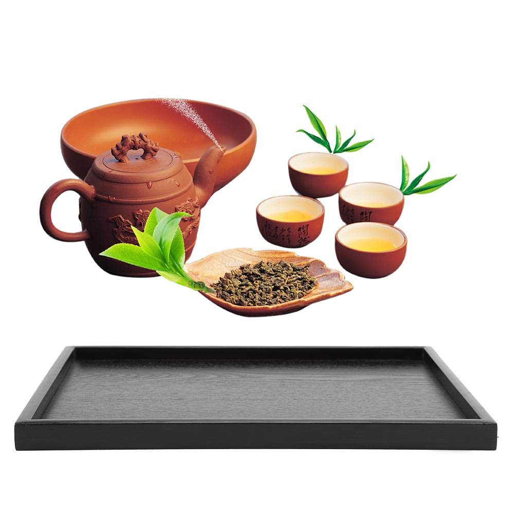 Fdit Rectangle Shape Solid Wood Tea Coffee Snack Food Meals Serving Tray Plate Home Hotel Restaurant Trays(36 x 27cm)