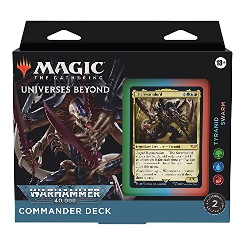 Magic: The Gathering Universes Beyond Warhammer 40,000 Commander Deck Bundle – Includes 1 The Ruinous Powers, 1 Necron Dynasties, 1 Forces of the Imperium, and 1 Tyranid Swarm