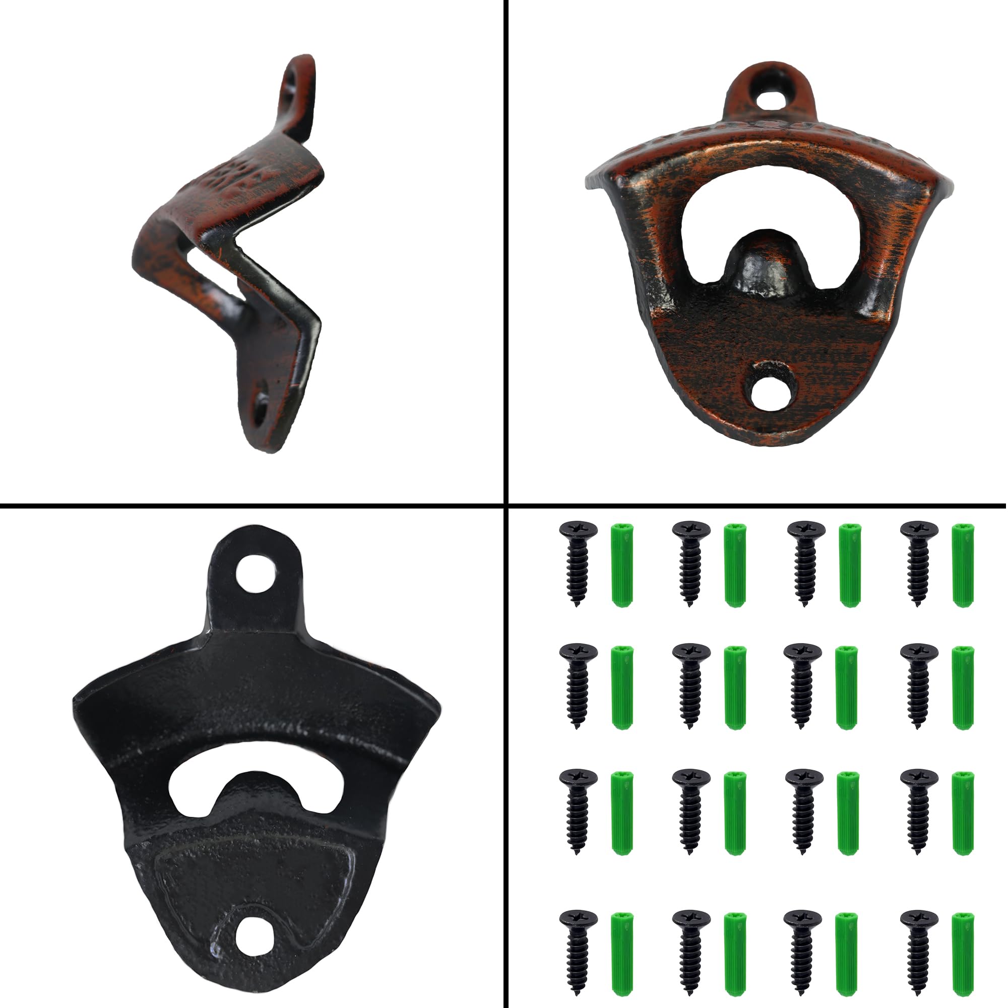 HAIICEN Aged Copper Wall Mount Beer Bottle Opener Cast Iron Beer Cap Opener Open Here for Patio Party Gifts (Pack of 3)