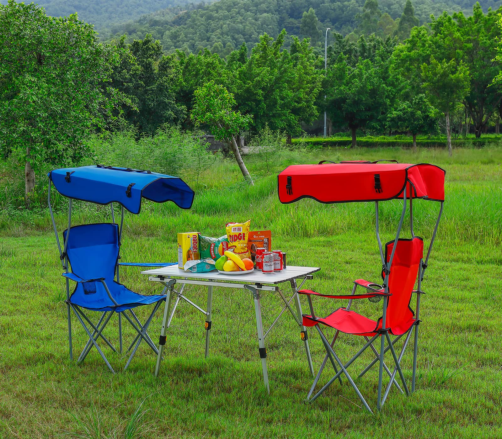 DELAM Outdoor Folding Portable Picnic Camping Table with Adjustable Height Roll Up Table 35.4ββ