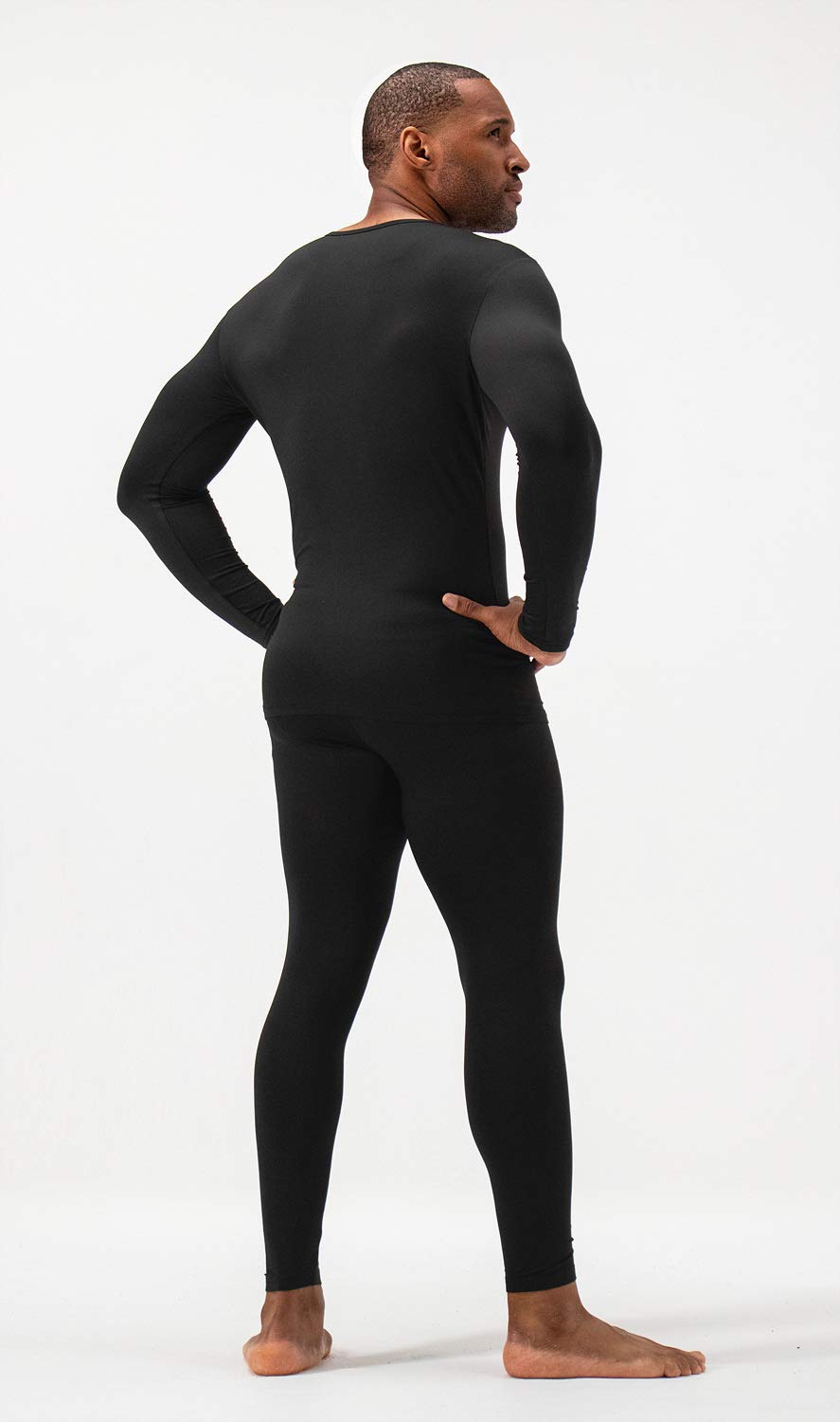 DEVOPS Men's Thermal Underwear Long Johns Set with Fleece Lined (Medium, Black)
