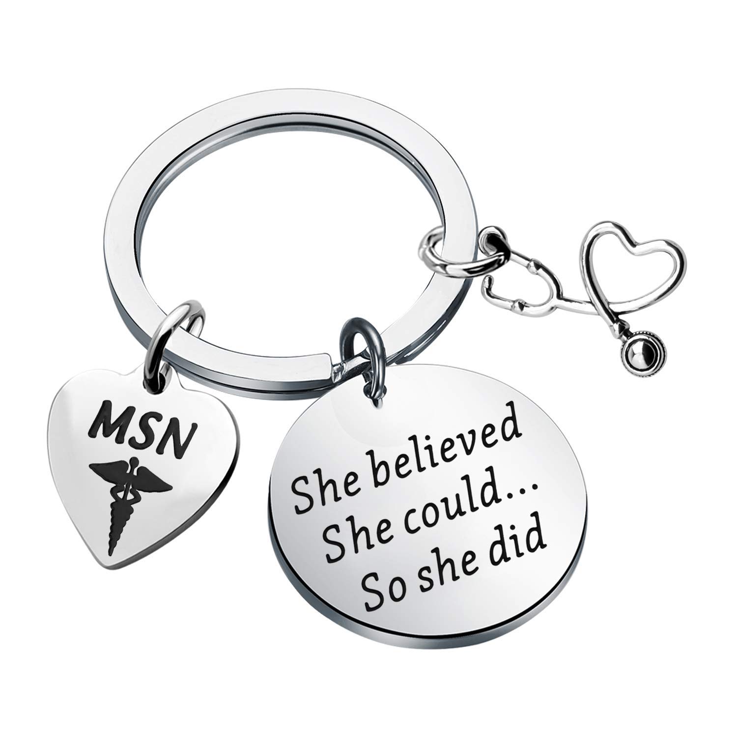 ENSIANTH MSN Gift Masters of Science in Nursing Keychain She Believed She Could So She Did Nursing Graduate Gift Masters in Nursing Gift (MSN She Believed KR)