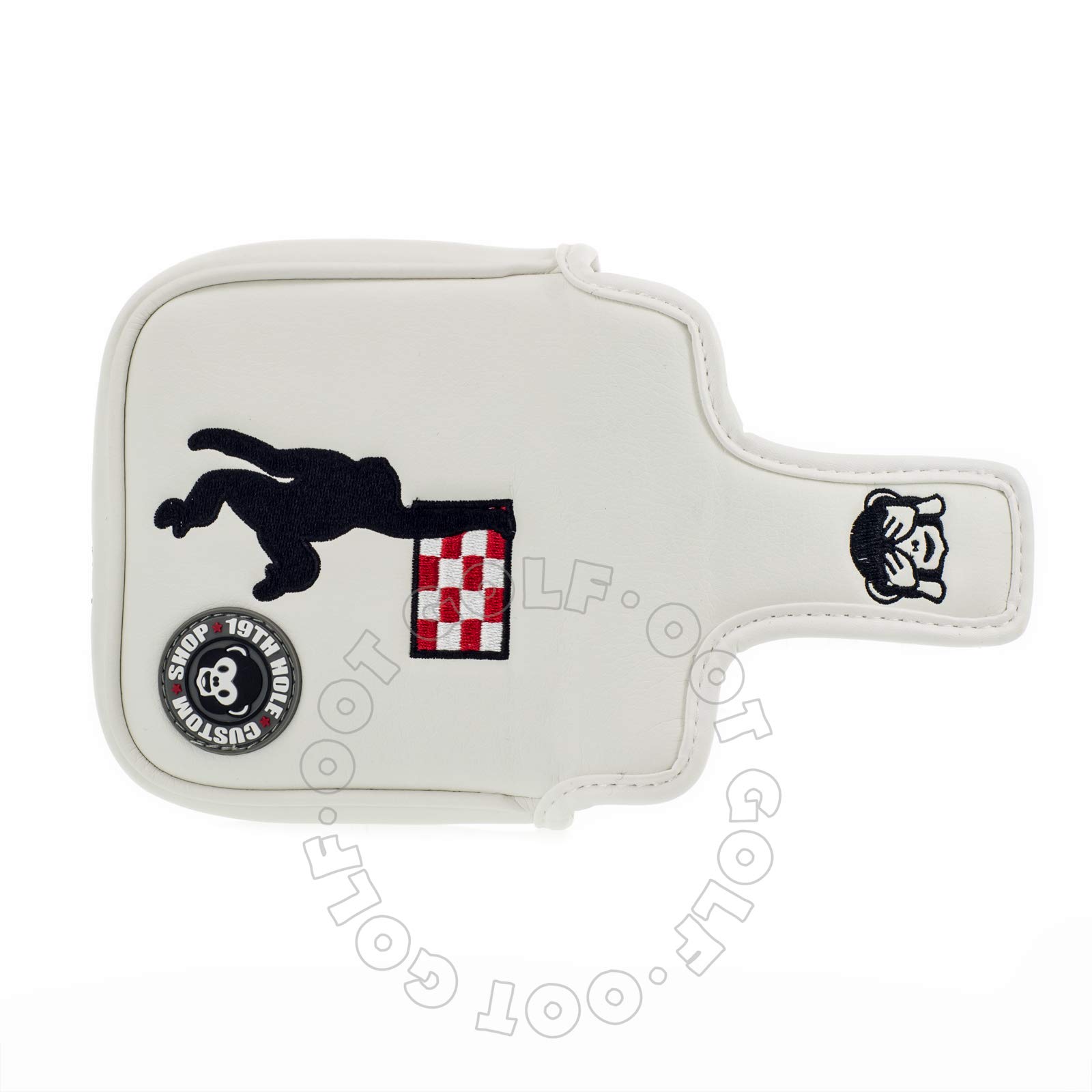 Dancing Monkey High MOI Mallet Putter Headcover, Heel Shafted, White