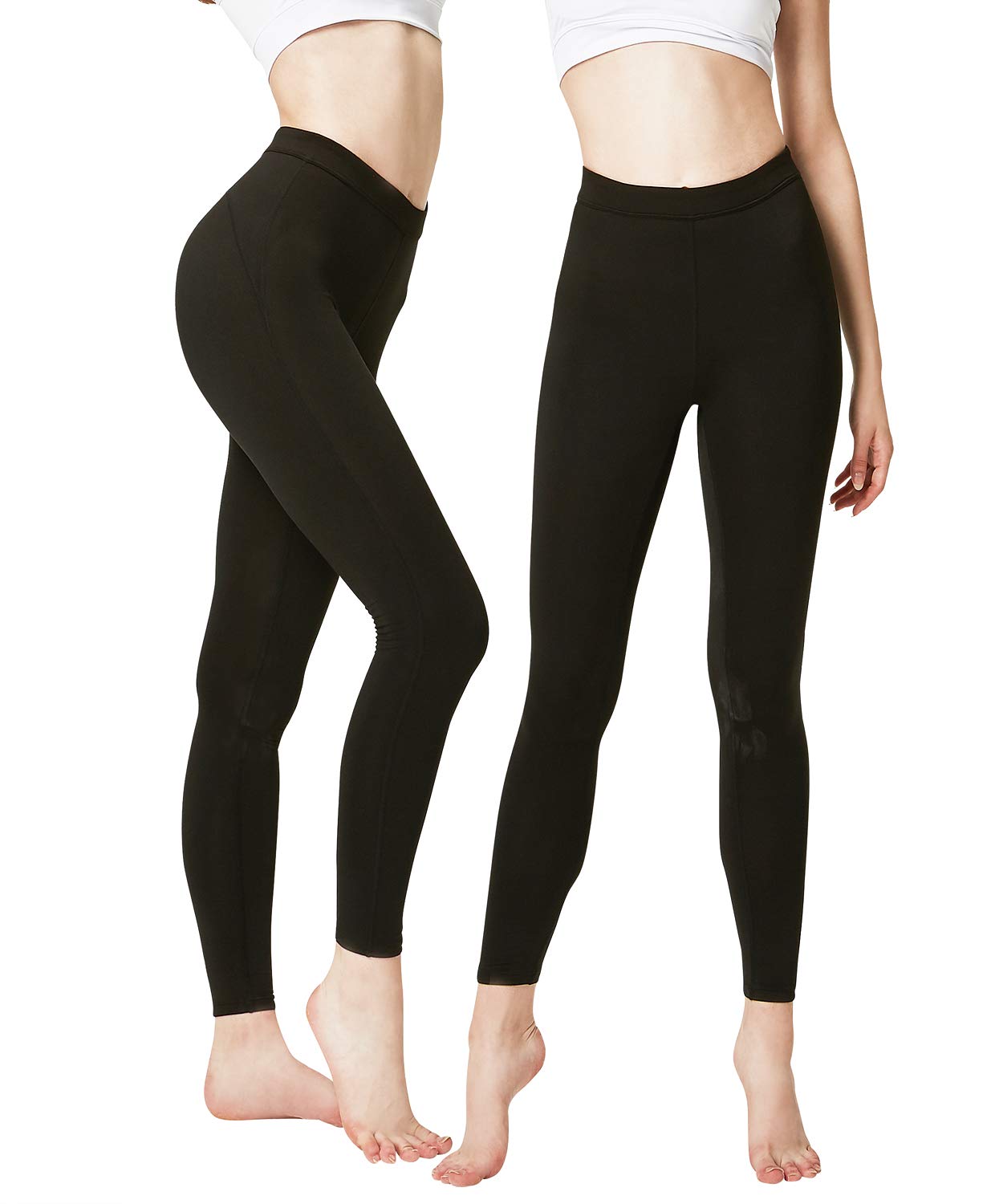 DEVOPS Women's 2 Pack Thermal Long Johns Underwear Leggings Pants (Medium, Black/Black)