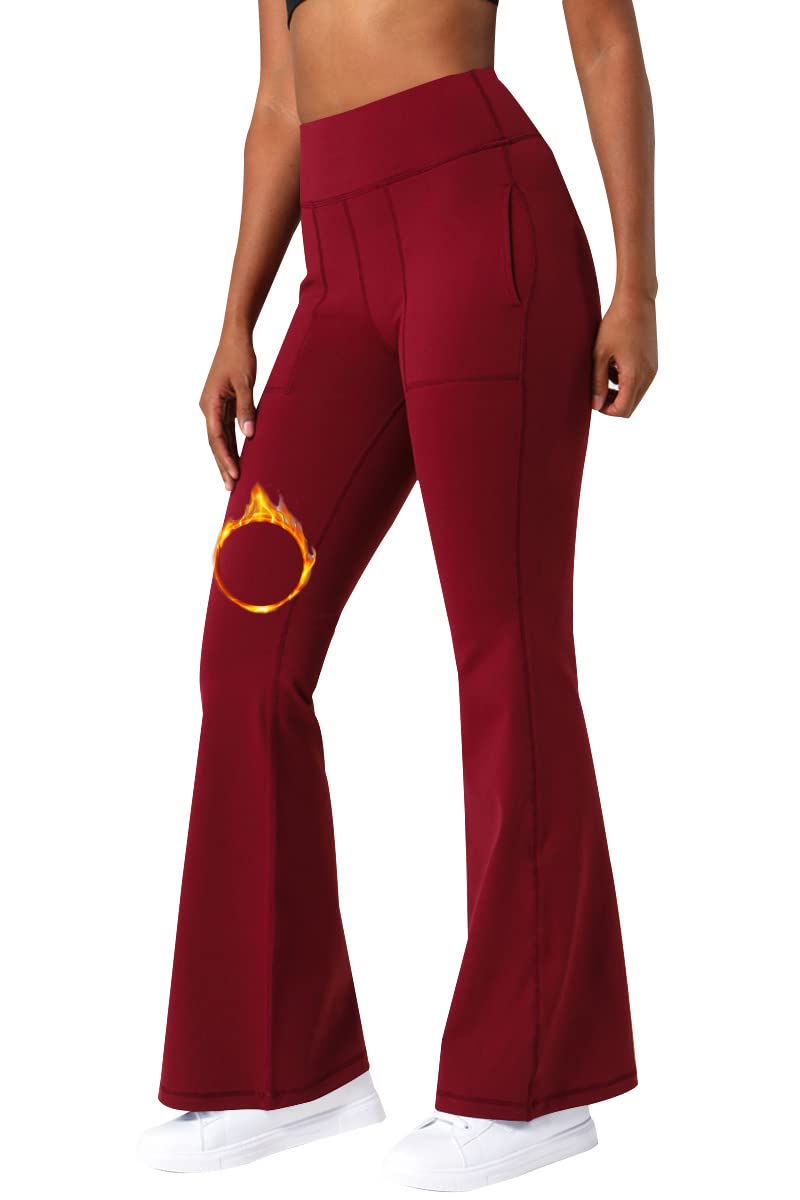 Danedvi Womens Casual High Waisted Stretch Flare Leggings Tummy Control Workout Bootcut Yoga Pants with Pockets