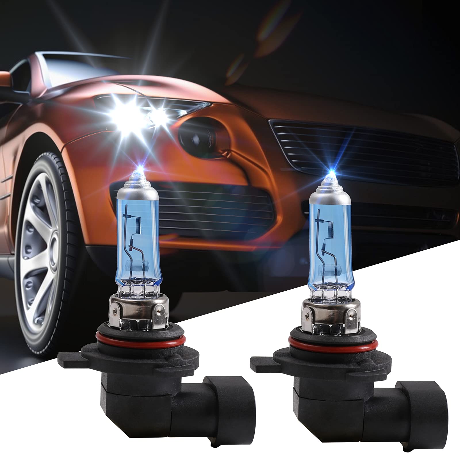 Energetic 9012 HIR2 Halogen Headlight Bulb with 5000K Super White Light Fog Lights, PX22D 12V/60W 2000 Lumens 1200 Hours, IP67, 2 Pack, 2Yr Warranty