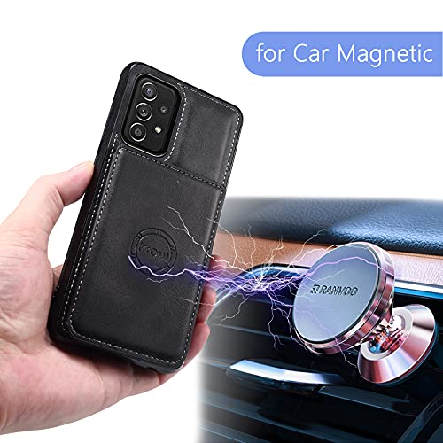 LINYUNE Galaxy S23 Ultra Wallet Case with Credit Card Slot Holder Case [4 Cards] [Car Mount Function], PU Leather Wallet Case for Galaxy S23 Ultra 5G 6.8 Inch - Black