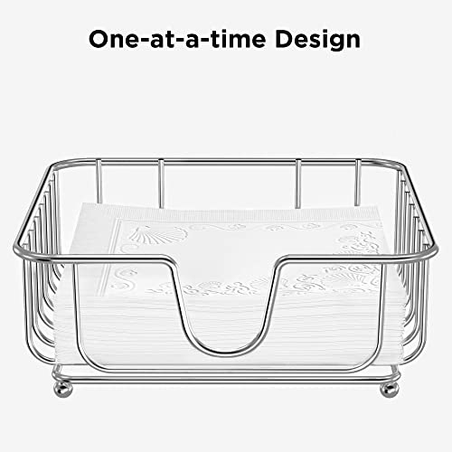 GMFINE Napkin Holder for Table, Napkin Holders for Paper Napkins, Flat Metal Black Napkin Holders for Kitchen & Dining Table, 6.9" x 6.9" x 2.2" Inside Size (Chrome)