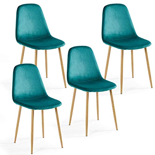 OKAKOPA Mid Century Green Dining Table Set for 4, Dining Room Rectangle Table and 4 Green Chairs, Small Space Dining Table Chairs Set (4 Pcs Green Chairs)