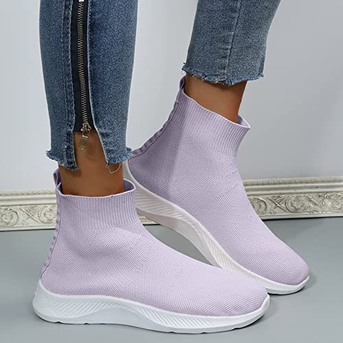 FASDNENDYS Walking Shoes for Women Arch Support Slip On Breathable Comfortable Durable Walking Shoes Women Purple