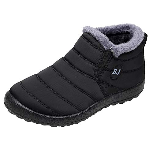 FASDNENDYS Winter Shoes with Fur Lined Warm Ankle Boots Color Boots Winter Keep Velvet Snow Boot Mens Womens Snow Boots Black