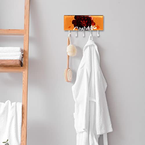 Lion Mail Holder Organizer and Key Hooks PU Front, Self Adhesive Key Rack with 5 Hooks Perfect for Entryway, Hallway,Bathroom ,Kitchen