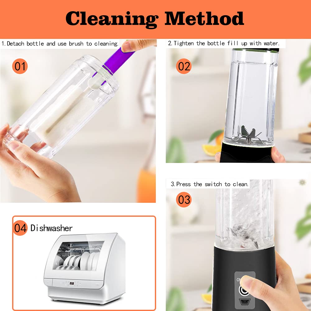 Feadem Portable Blender, USB Rechargeable, 380ml Capacity, 6pcs Stainless Steel Blades, Easy to Use and Clean