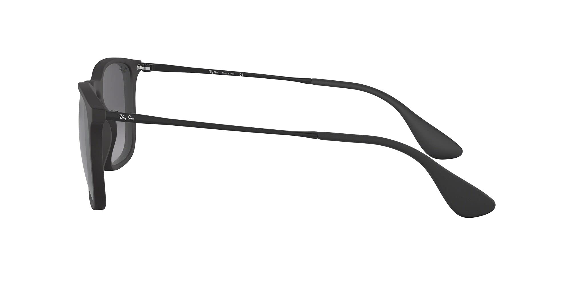Ray-Ban RB4187 Chris Square Sunglasses, Rubber Black/Light Grey Gradient Dark Grey, 54 mm