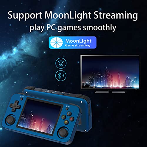 RG353M Handheld Game Console Built-in 64G Card 4452 Games, Aluminum Alloy Shell and 3.5 inch IPS Multi-Touch Screen,Dual OS Android 11 and Linux Support 5G WiFi 4.2 Bluetooth Streaming and HDMI