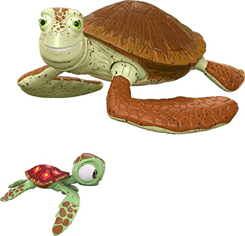 Disney Pixar Featured Favorites Crush & Squirt Finding Nemo Collectable Turtle Figures, Highly Posable with Authentic Look, Collectors Gift Ages 6 Years & Up