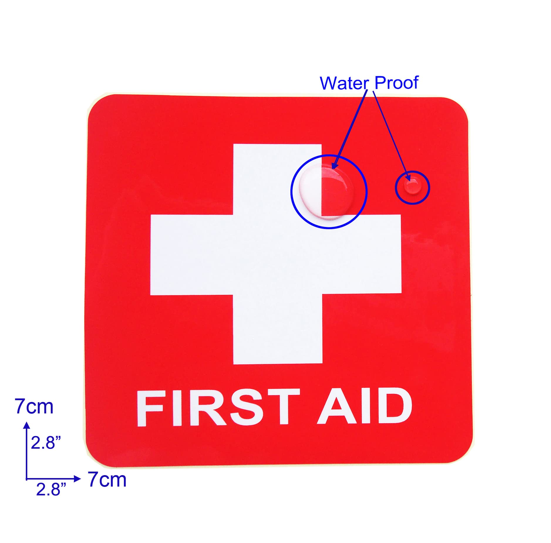 HAISDA Waterproof First Aid Kit Stickers Decal Emergency Symbol Logo Labels, Hospital Ambulance Safety Signs, Size: 2.8" x 2.8", Vinyl Wall Sticker, Pack of 10