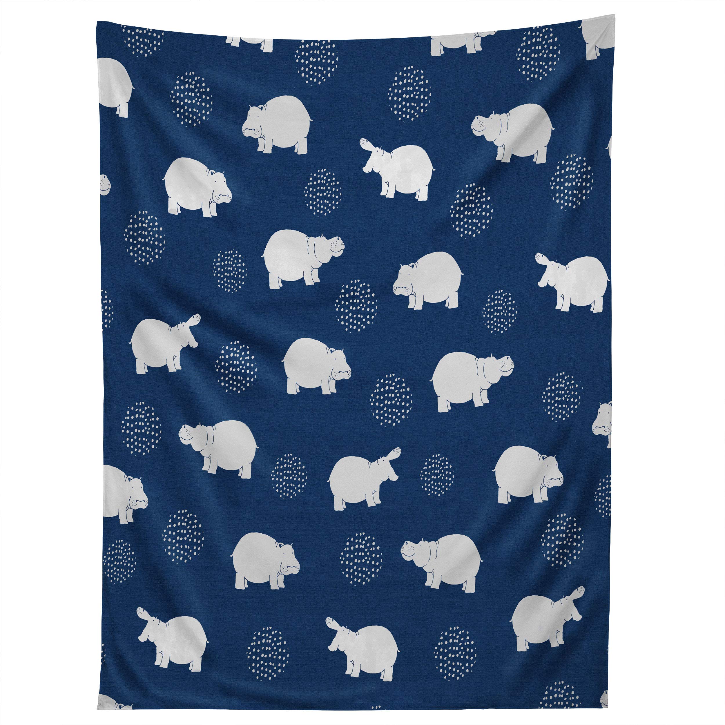 Deny Designs Happy Hippo Blue Kangarui Tapestry, 50" x 60"