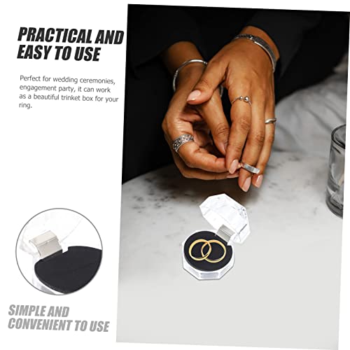 Didiseaon 100 Pcs Packing Box Earrings Storage Case Rings Storage Organizer Wedding Ring Holder Proposal Ring Holder Plastic Ring Keeper Jewelry Clear Stand Sponge Crystal Ring Bracket Bride