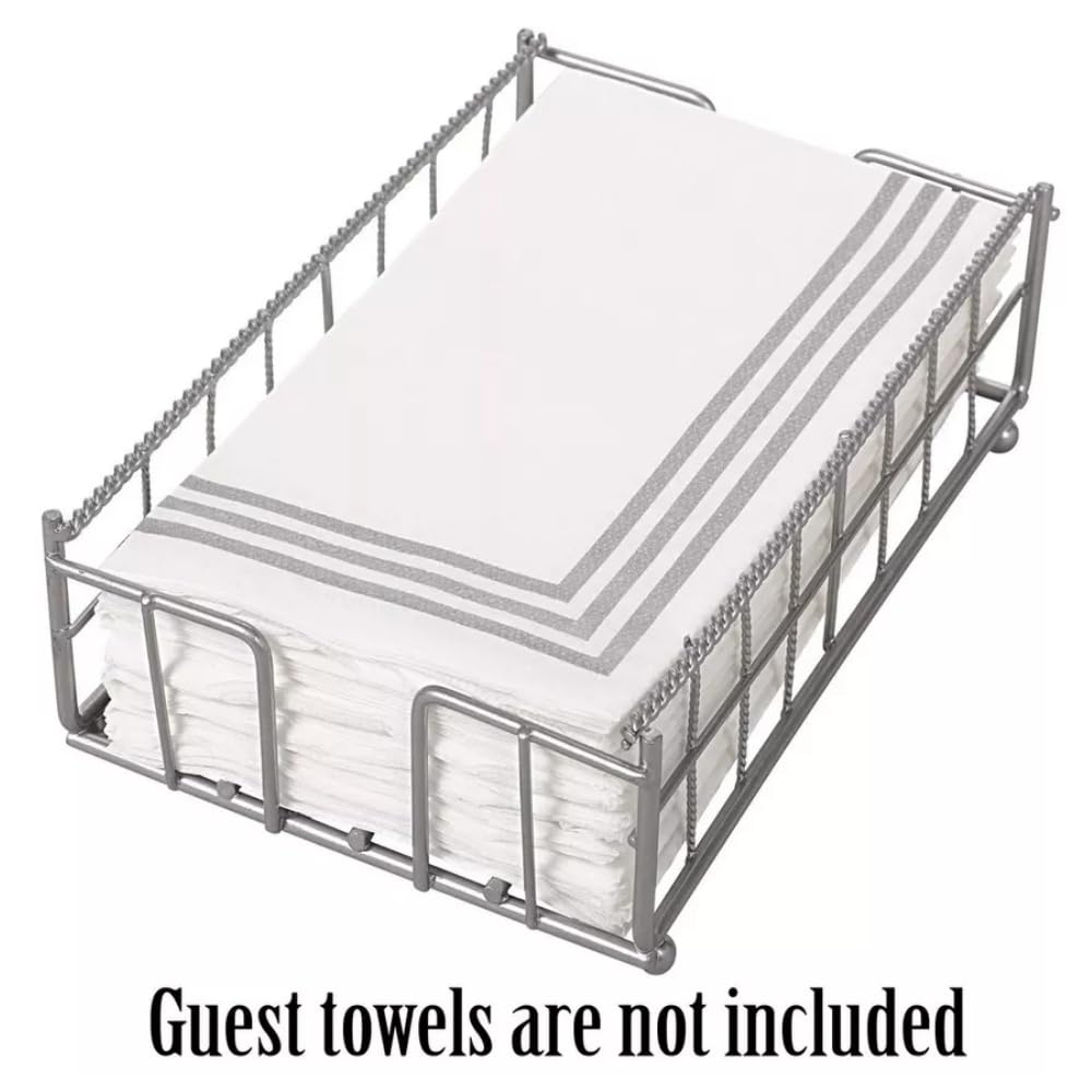 Elegant Silver Guest Towel Caddy - 8.25"H x 5"W x 2.25"D (1 Pc.) - Space-Saving, Premium Metal Design - Perfect for Events