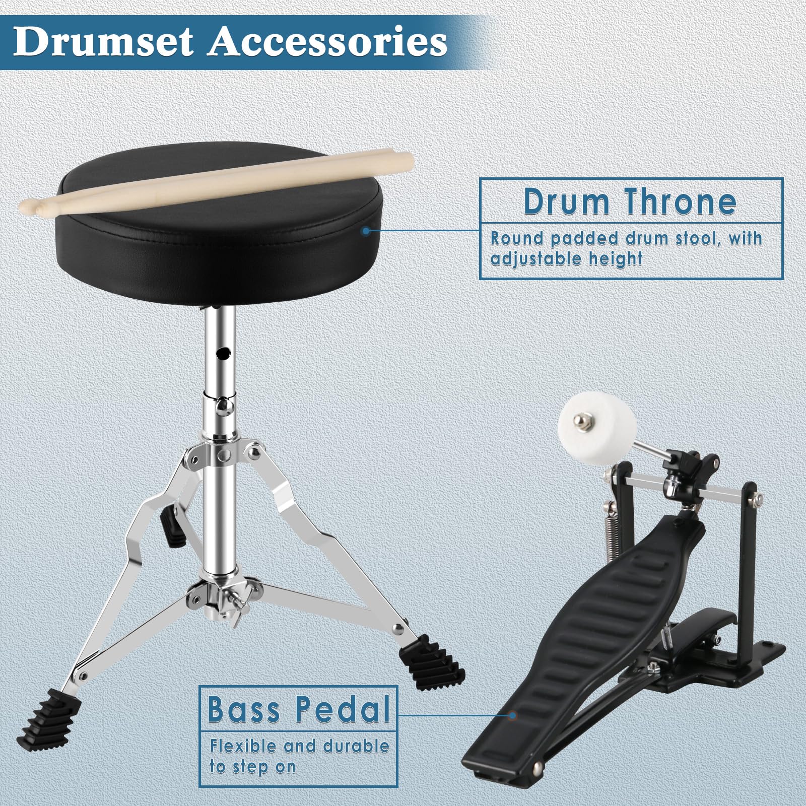 EASTROCK Kids Drum Set, 3 Piece 13'' Junior Drum sets for Drummer,Beginner, Drum Set with Adjustable Throne,Cymbal,Pedal,Drumsticks(Green)