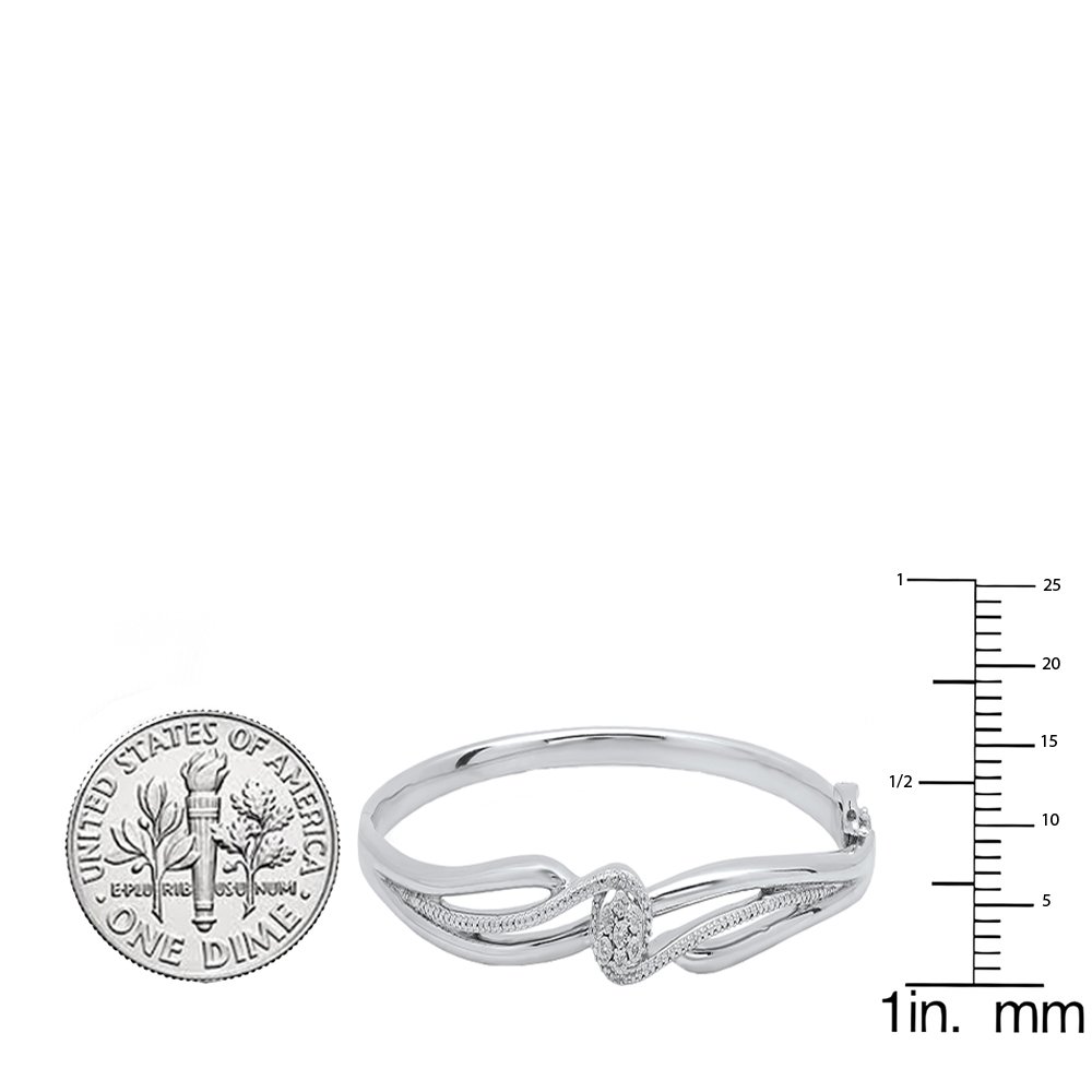 Dazzlingrock Collection 0.04 Carat (ctw) Round Cut White Diamond Ladies Twisted Bangle Bracelet, Sterling Silver