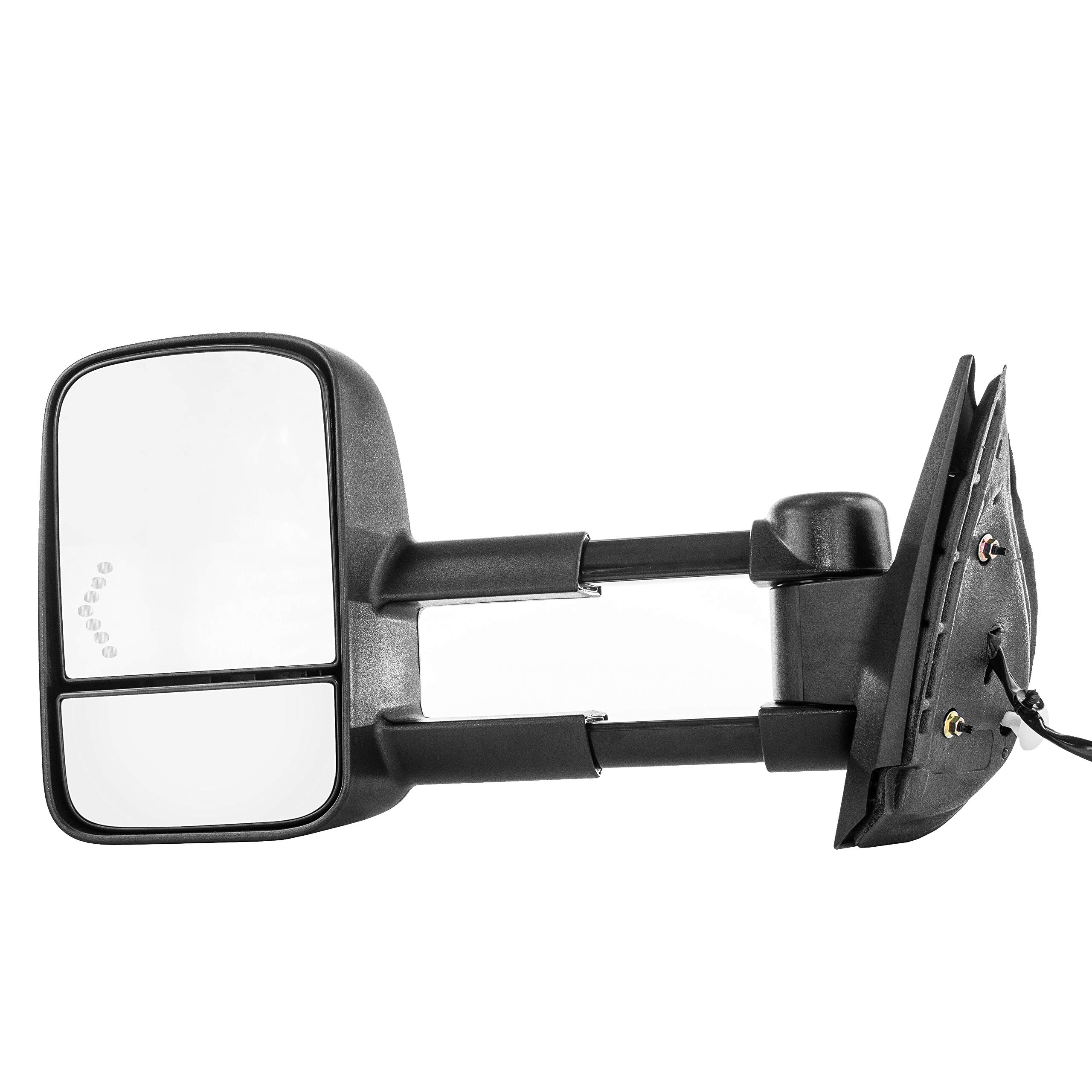 Dependable Direct Left Driver Side Towing Mirror for 2007-2013 Chevy Silverado 1500 Textured Telescopic Folding Heated Left Door Mirror with Signal Light - GM1320354