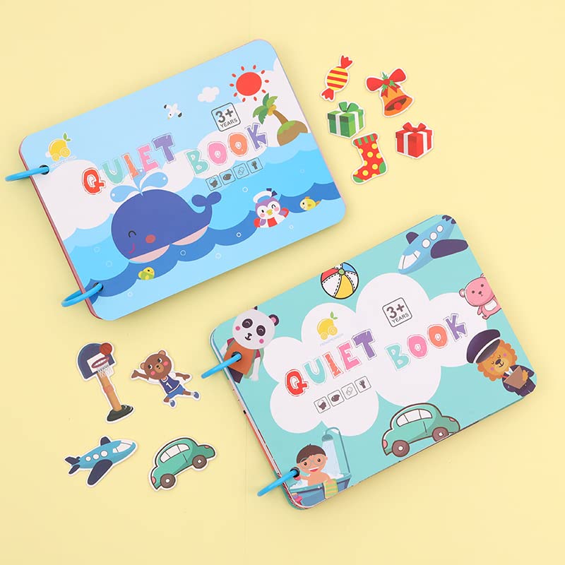 Homthia Quiet Book for Toddlers 3+, Montessori Interactive Toys Busy Book for Kids Develop Learning Skills (Tiny Style - Way of Thinking)