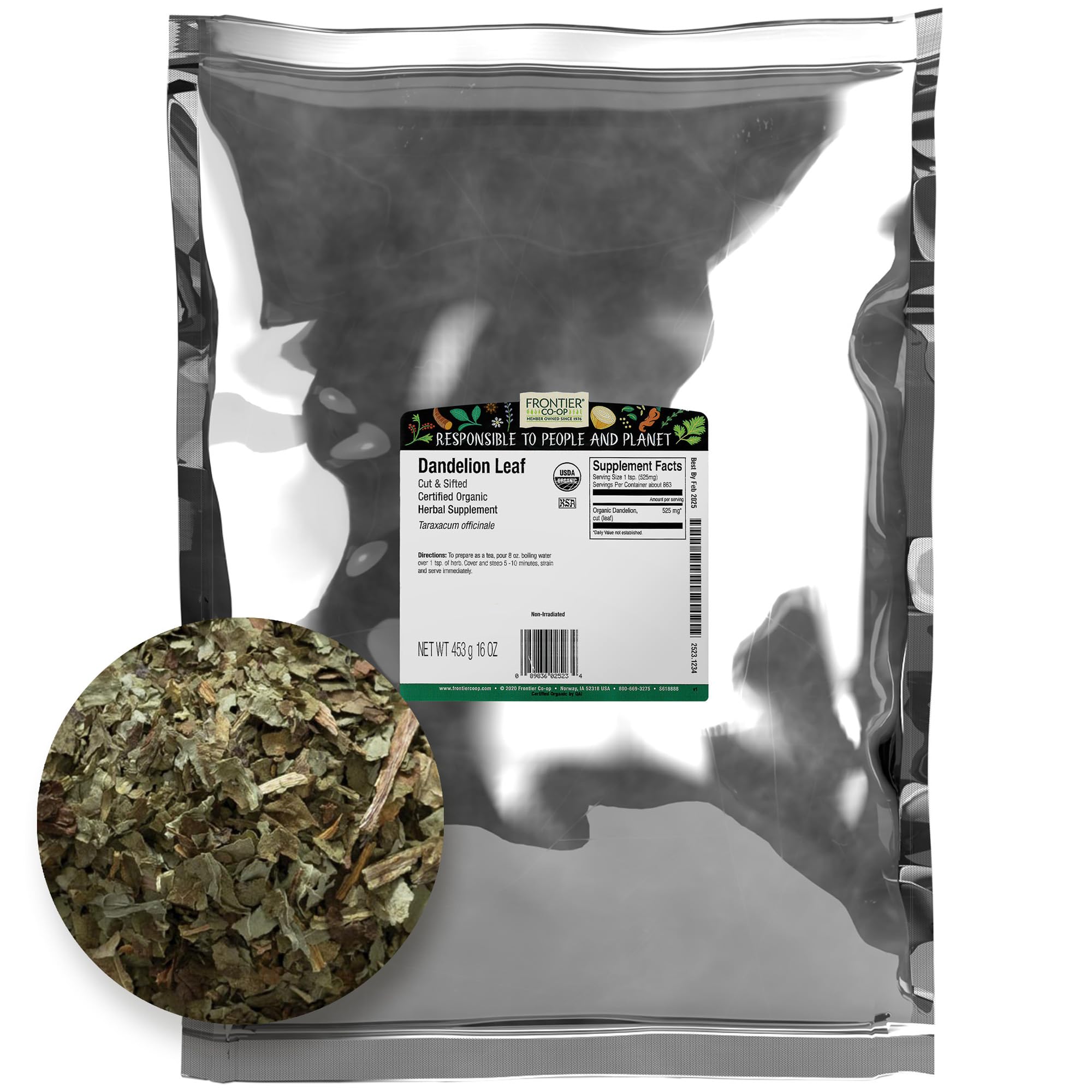 Frontier Co-op Organic Cut & Sifted Dandelion Leaf 1lb