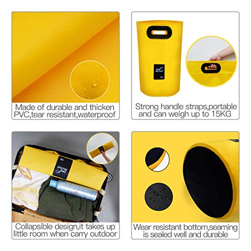 fancyfree Multipurpose Collapsible Water Bucket,Portable Bubble Foot Bucket,Foldable Foot Bath Basin, Home & Travel Soaking Feet Basin for Women and Men (20L-Yellow-(2086))