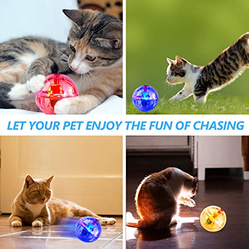 Sratte 6 Pieces Ghost Hunting Cat Ball Activated Cat Toy LED Light Motion Cat Dog Interactive Toys Pet Glowing Mini Running Exercise Ball Toys for Animals Activity