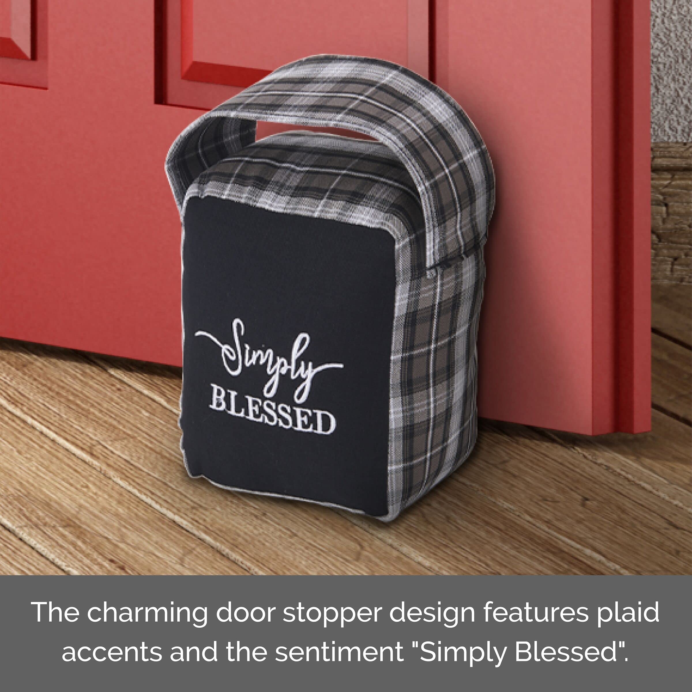 Elements Plaid Simply Blessed Weighted Fabric Door Stopper, Polyester
