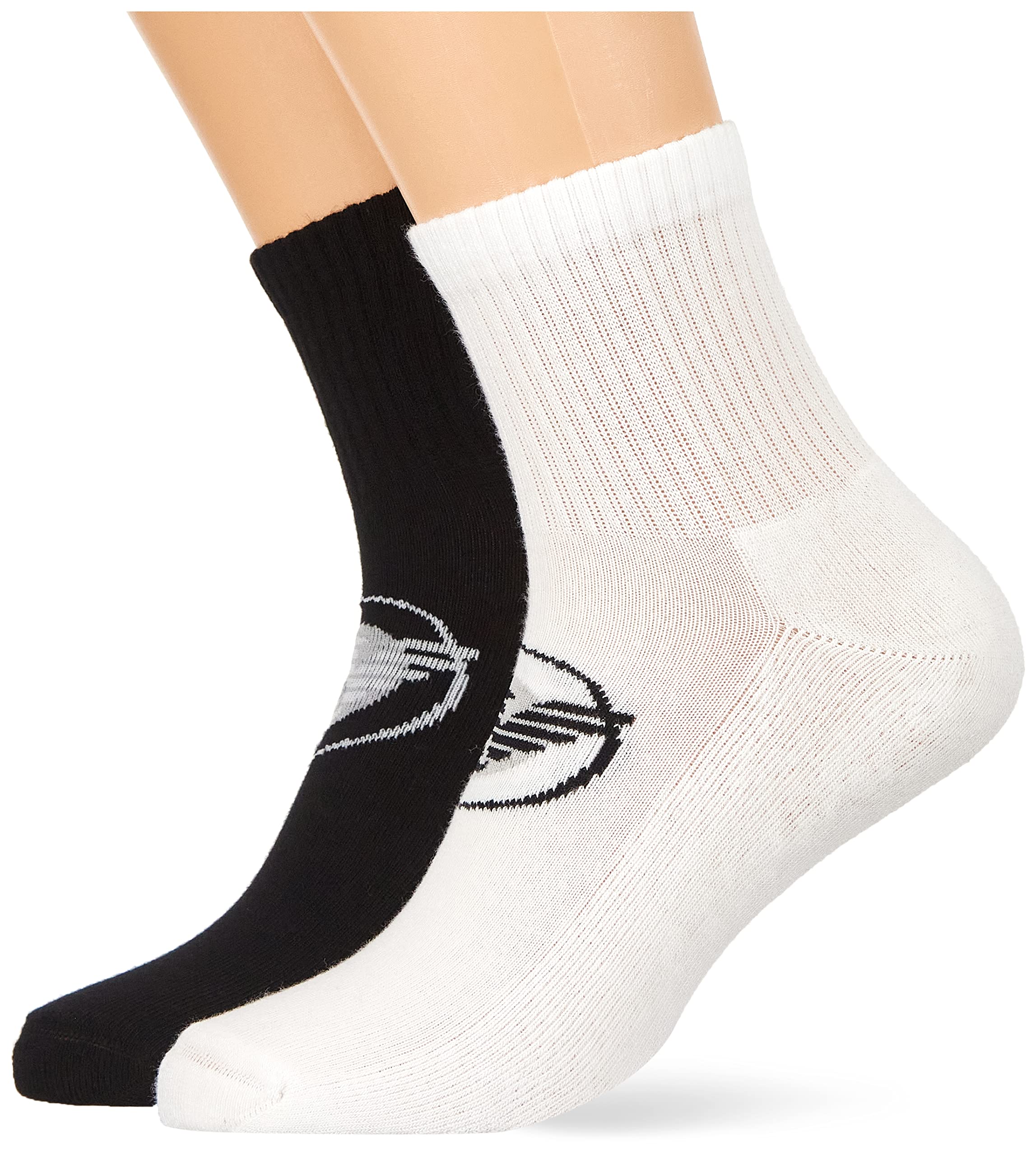 Emporio Armani Men's 2 Pack Eagle Circle Logo Casual Ankle Socks, Black/White, One Size