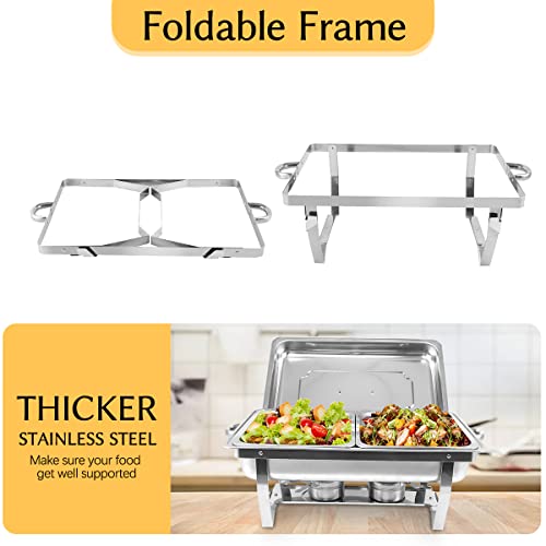 Snowtaros 4 Pack 8QT Chafing Dish Buffet Set, Stainless Steel Food Warmer Set, Rectangular Buffet Server with Tongs & Spoons for Parties, Catering, Banquets, Events (Half Size)