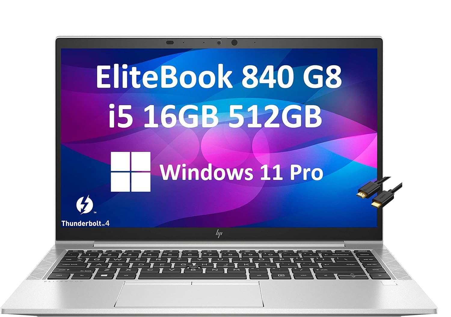 Hp EliteBook 840 G8 Business Laptop (14" Fhd Anti-Glare, Intel 4-Core i5-1145G7, 16Gb Ram, 512Gb ssd) 2 x Thunderbolt 4, Webcam, ist Cable, Win 11 Pro