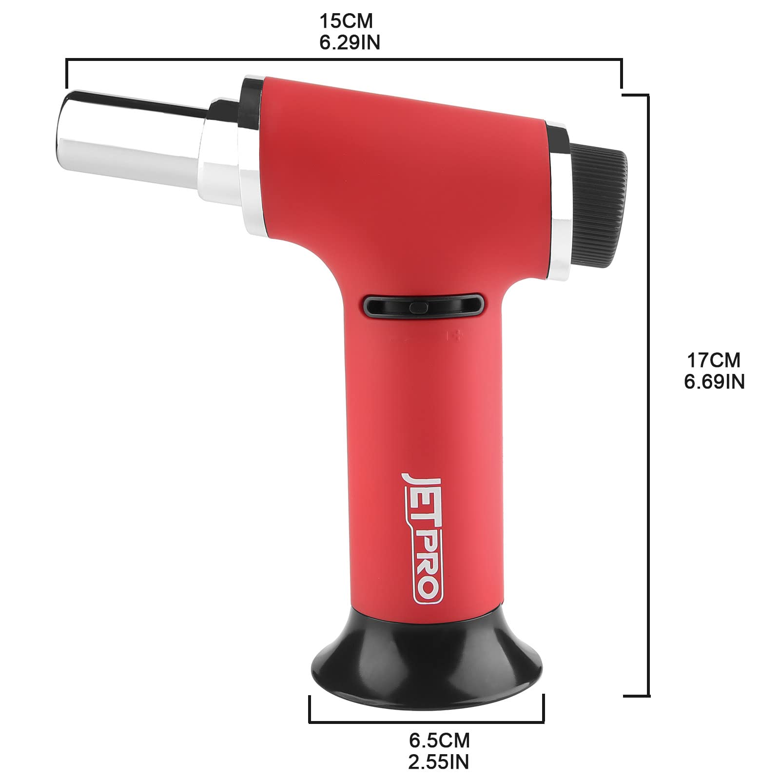 JETPRO Butane Torch Lighter One-hand Operation Kitchen Cooking Torch with Adjustable Flame for BBQ, Baking, Cream (Butane Gas Not Included) (red)
