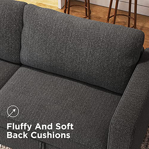 HONBAY Oversized Modular Sofa with Storage Seats Modular 3 Seater Couch with Wide & Deep Seat, Dark Grey
