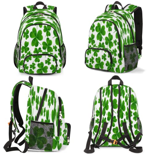 St. Patrick's Day Clover Bookbag School Backpack Teens Girls Boys Schoolbag Shoulder Computer Hiking Gym Travel Casual Travel Daypack