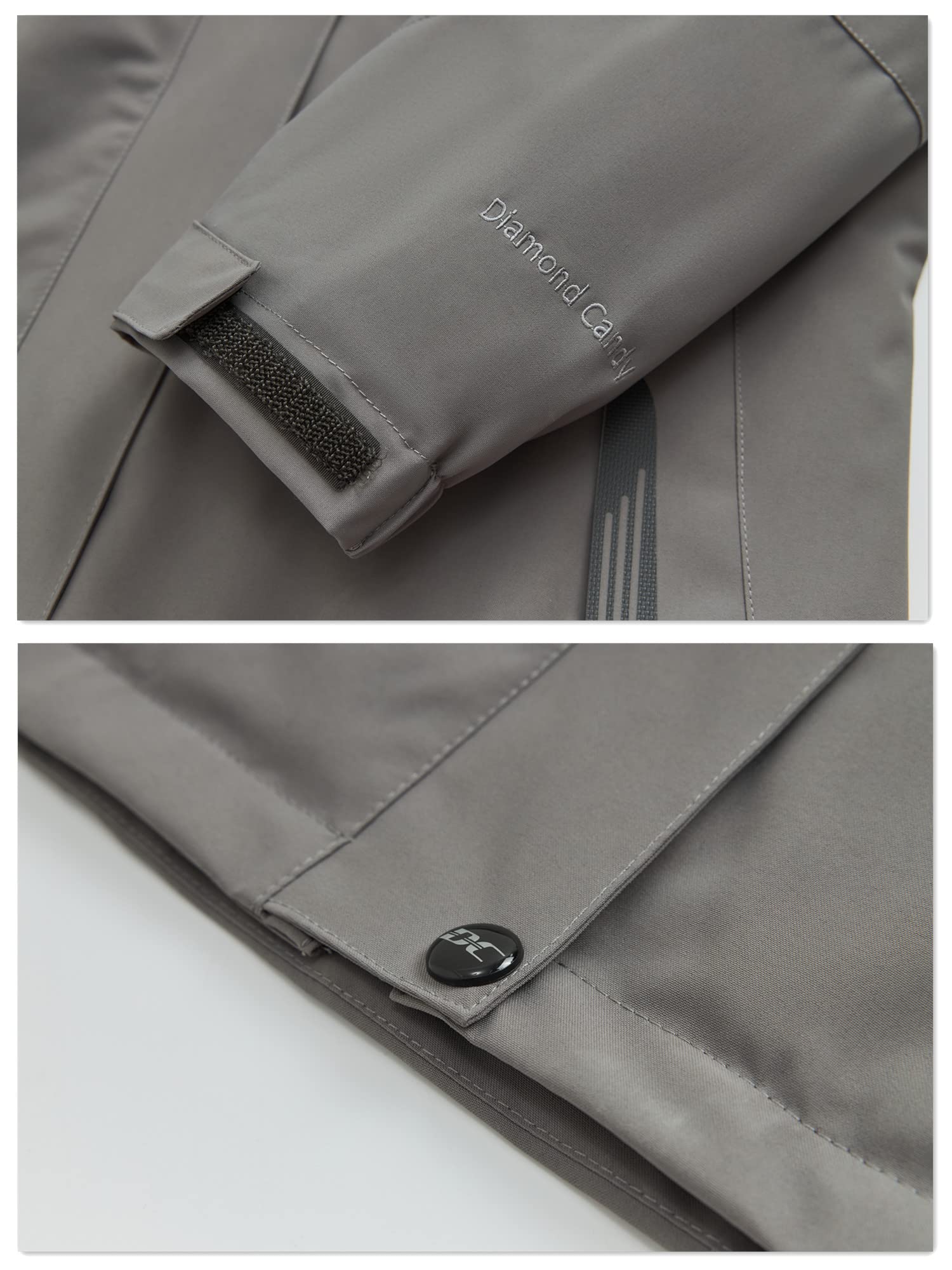 Diamond Candy Women's Waterproof Rain Jacket with Hood Lightweight Outdoors Raincoat Grey