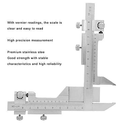 M1-26 Stainless Steel Height Vernier Caliper, Gear Tooth Vernier Caliper Altitude Slide Gauge Marking Ruler High Accuracy