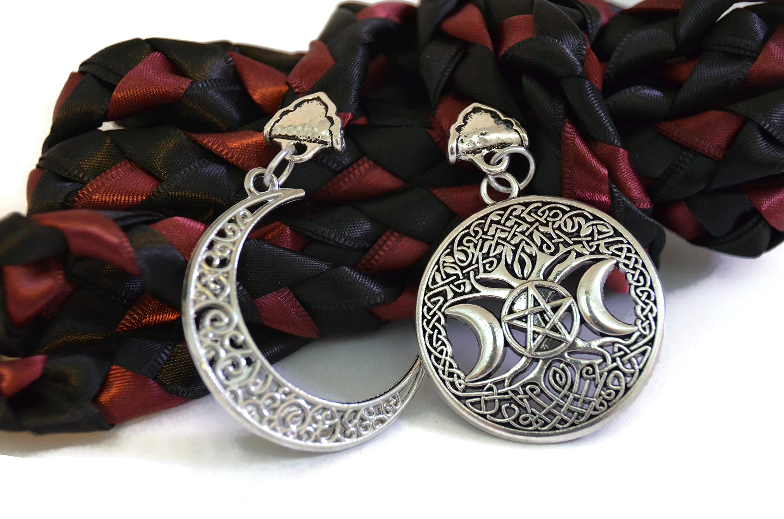 Divinity Braid Black Burgundy Triple Moon Goddess Wedding Handfasting Cord #Wedding#DivinityBraid #Celtic #Handfasting #Wedding #Pagan #HandfastingCord, HF-020