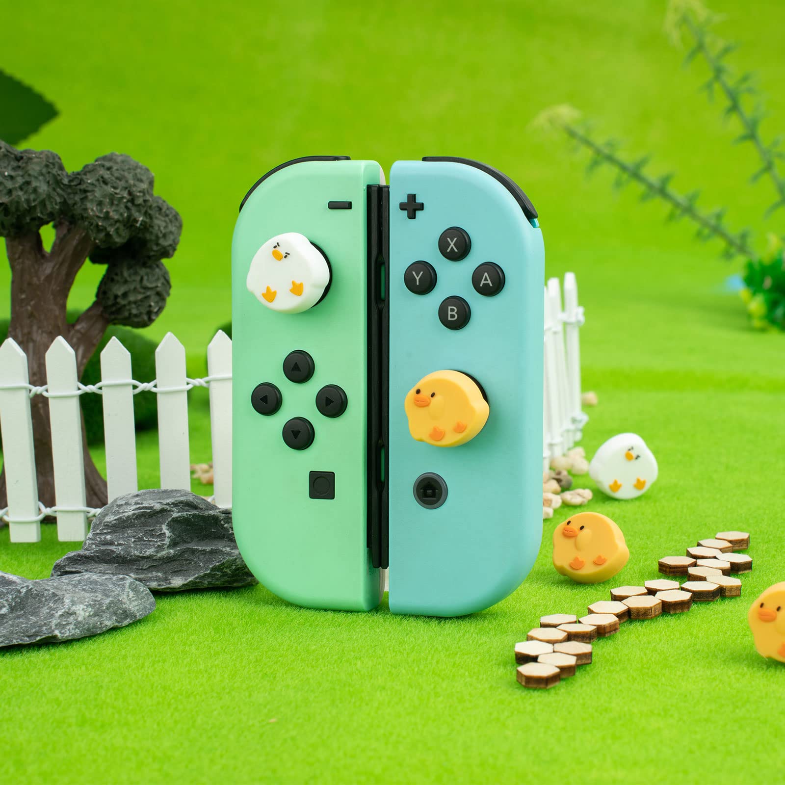 GeekShare Cute Silicone Joycon Thumb Grip Caps, Joystick Cover Compatible with Nintendo Switch/OLED/Switch Lite,4PCS - Duck