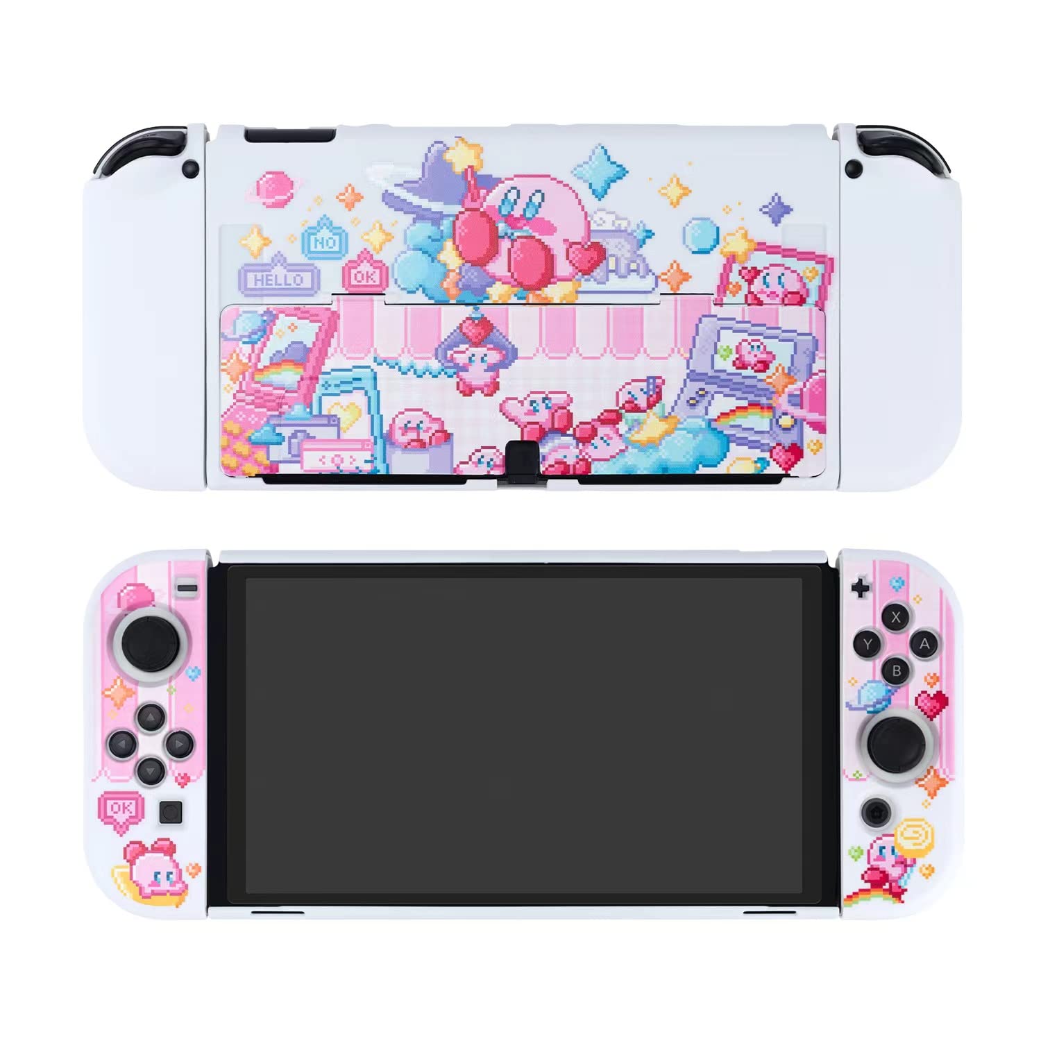 ENFILY Cute Case Compatible with Nintendo Switch OLED, Dockable Case Cover, Ergonomic Soft TPU Grip Case for Joycon, Sparkle Skin Set