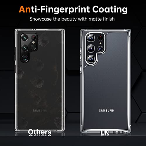 LK for Samsung Galaxy S23 Ultra Case, [Military Grade Drop Protection] [Not Yellowing] Matte-Finish, Shockproof, Anti-Scratch Protective Case for S23 Ultra 5G, Matte Clear